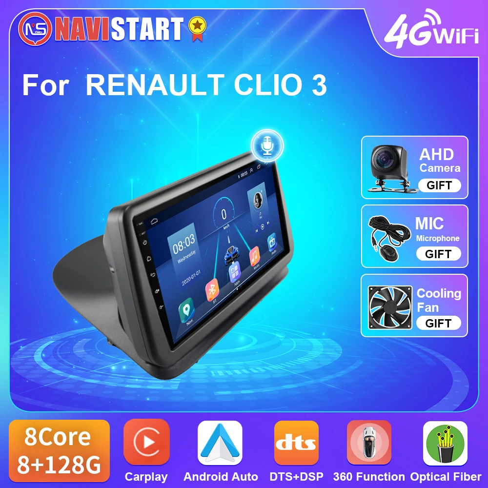 NAVISTART T5 For Renault Clio 3 III 2005-2014 Car Rádio 4G WIFI ...