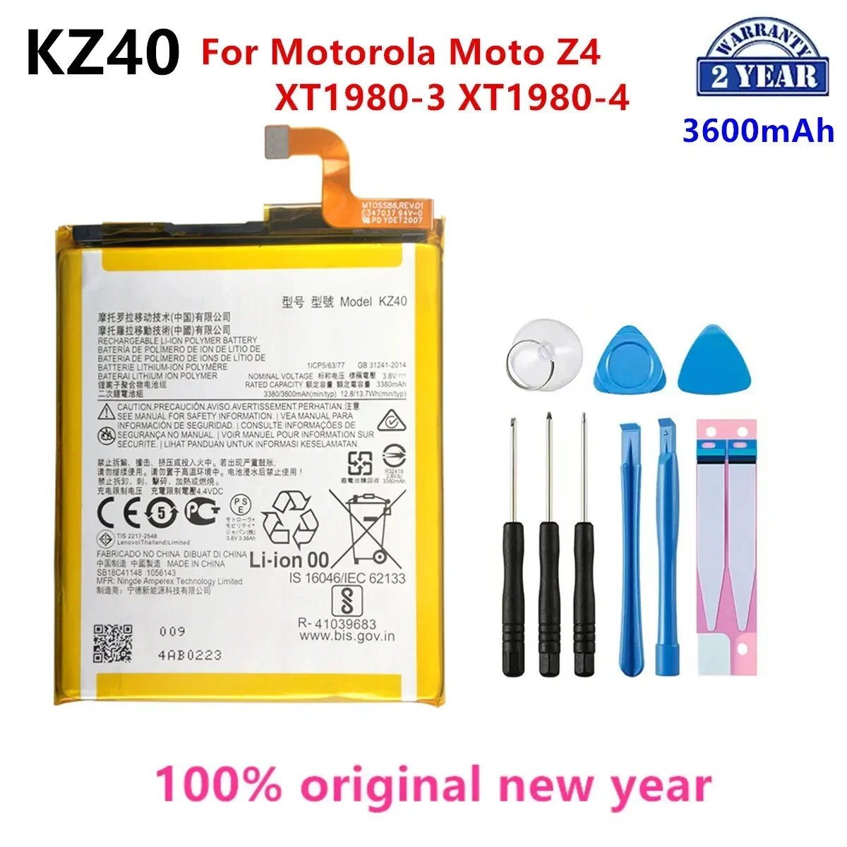 100-Original-KZ40-3600mAh-Battery-For-Motorola-Moto-Z4-XT1980-3-XT1980 ...