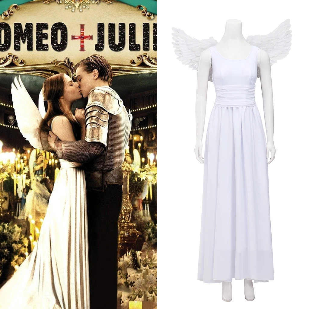 Movie Romeo And Juliet Cosplay Juliet Costume White Angel Ball Gown ...