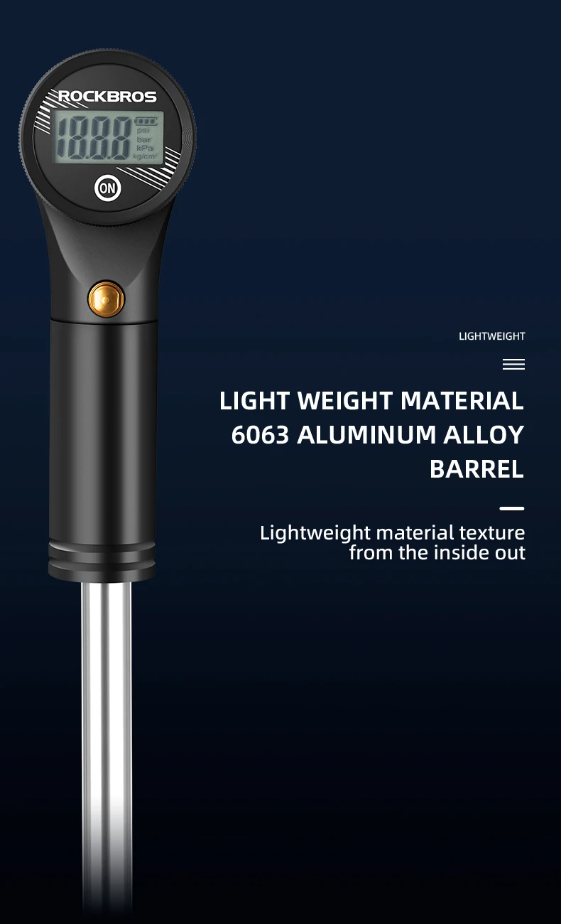 Digital Pressure Gauge ROCKBROS 320PSI Bike Tire & Shock Pump - With ...