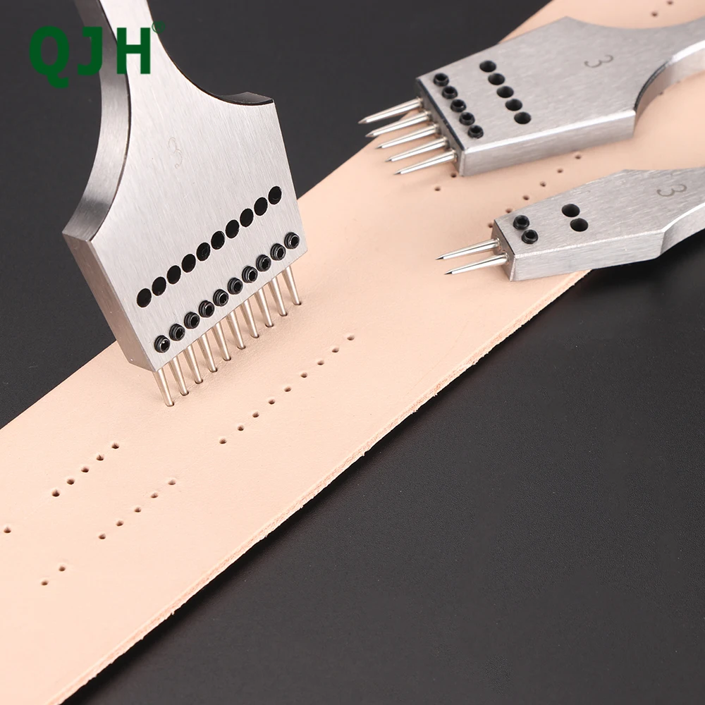 QJH-Sharp-Head-Replaceable-Pricking-Iron-Removable-Round-Hole-Punch-Leather-Craft-Chisel-DIY ...