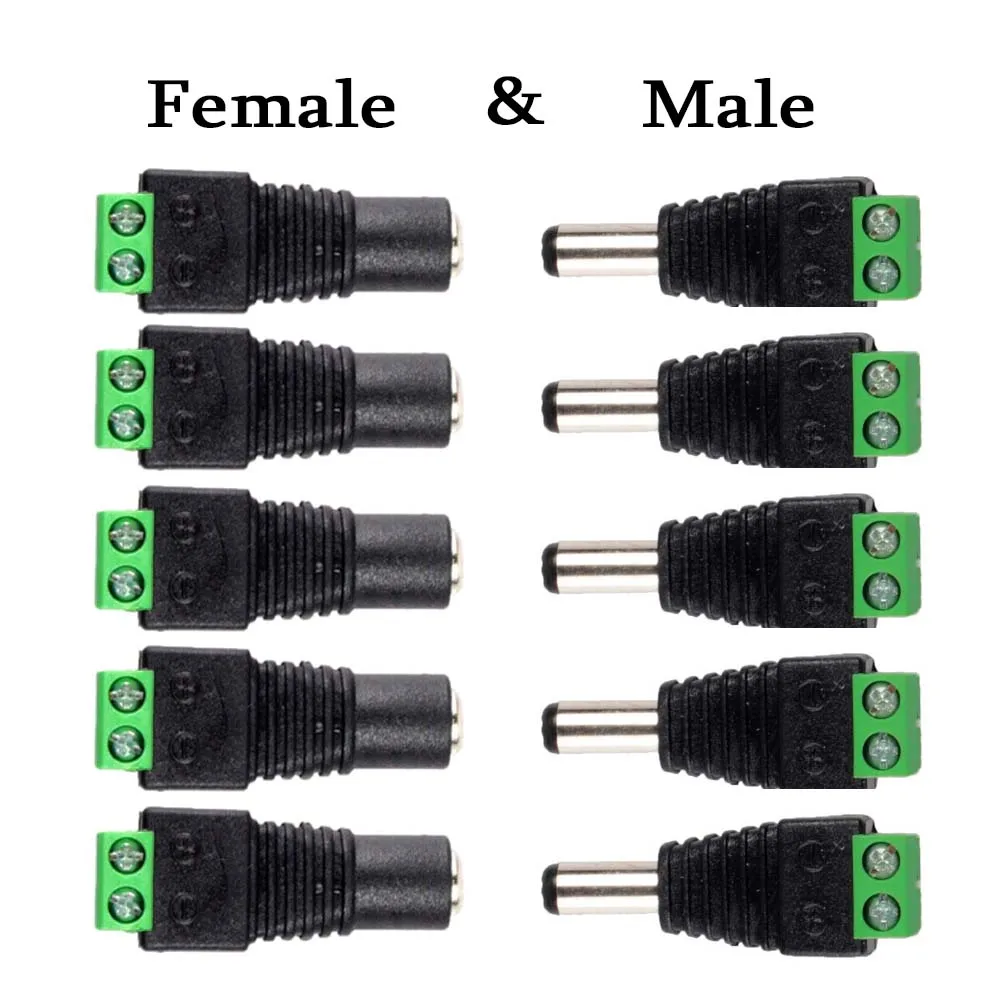5pairs DC 12V Male Female Connectors 2.1*5.5mm Power Plug Adapter Jacks ...