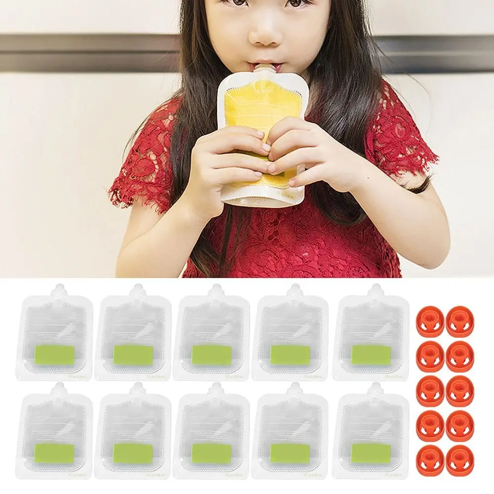 10Pcs Reusable Fruit Puree Complementary Food Kitchen Dispenser Squeeze ...