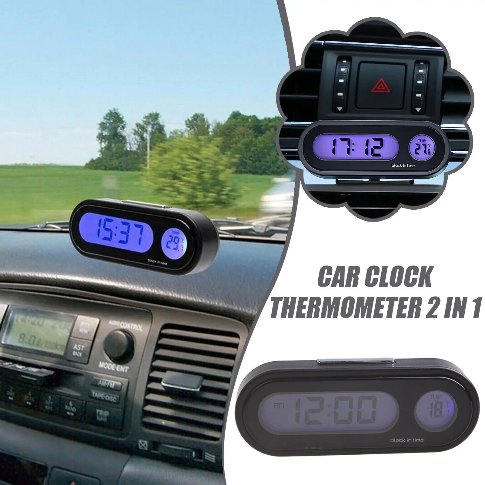 2-In-1-Auto-Clocks-Car-Clock-Digital-Thermometer-Time-WatchLuminous ...