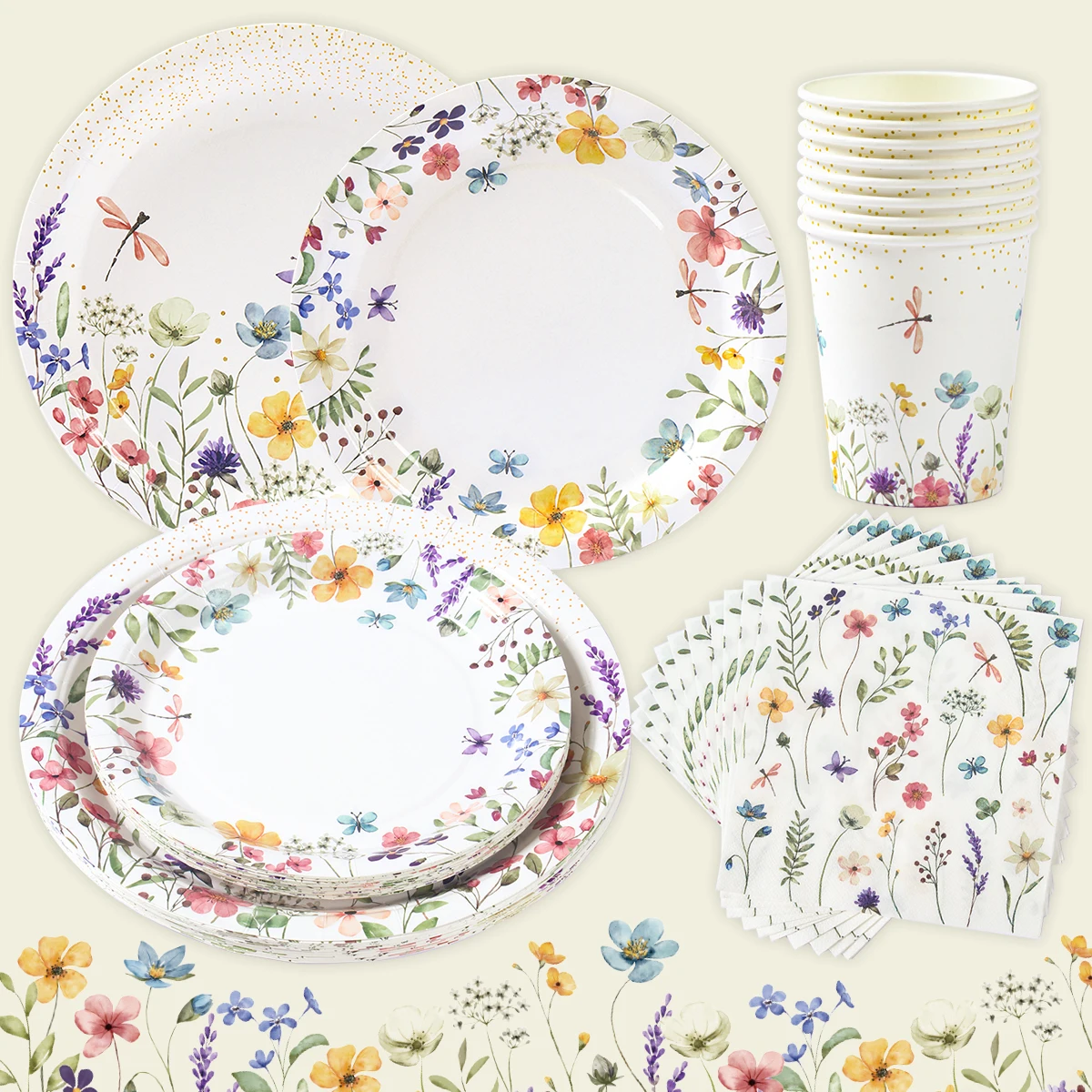 Wild-Flower-Tableware-Birthday-Party-Decor-Wild-Floral-Disposable ...