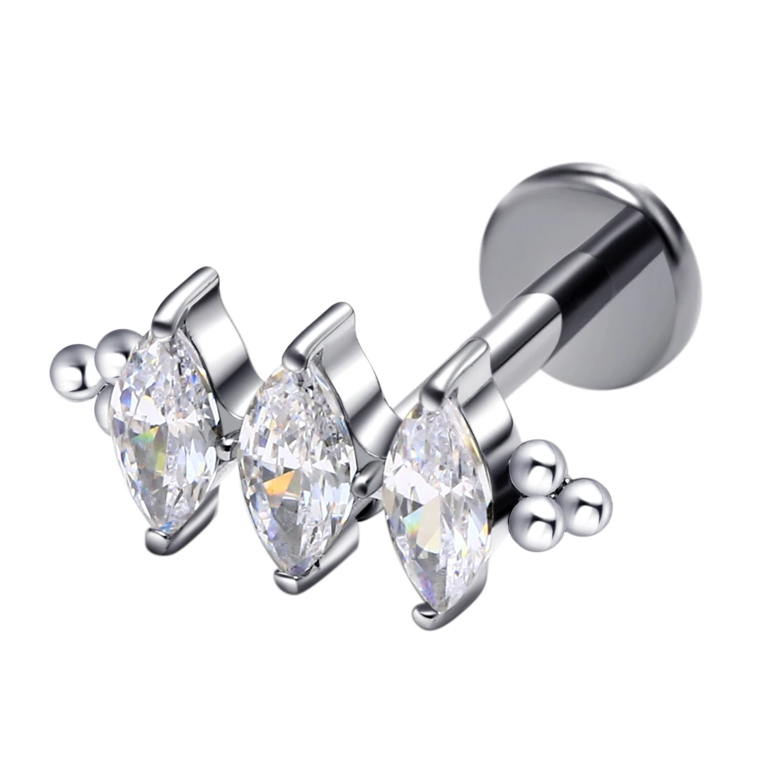 Ball Cluster With Zircon ASTM F136 Titanium Piercing Labret Internally ...