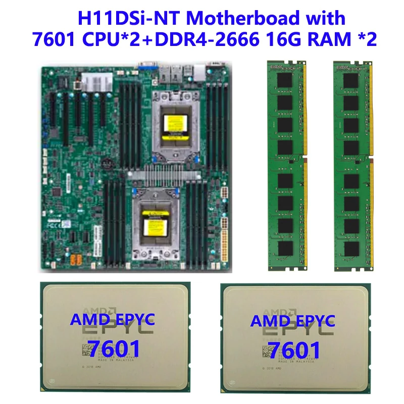 For Supermicro H11dsi-nt Motherboard Socket Sp3 180w Tdp With Dual Amd ...