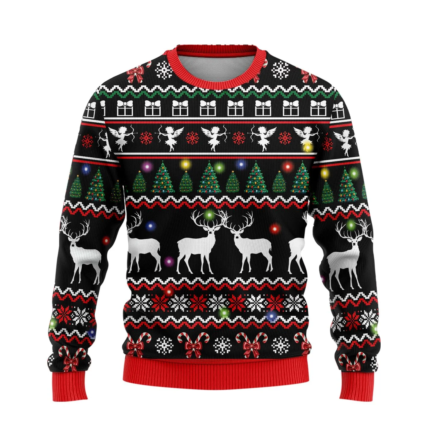 Deer Ugly Christmas Sweater For Mens Clothing Crewneck Knitted Moose ...
