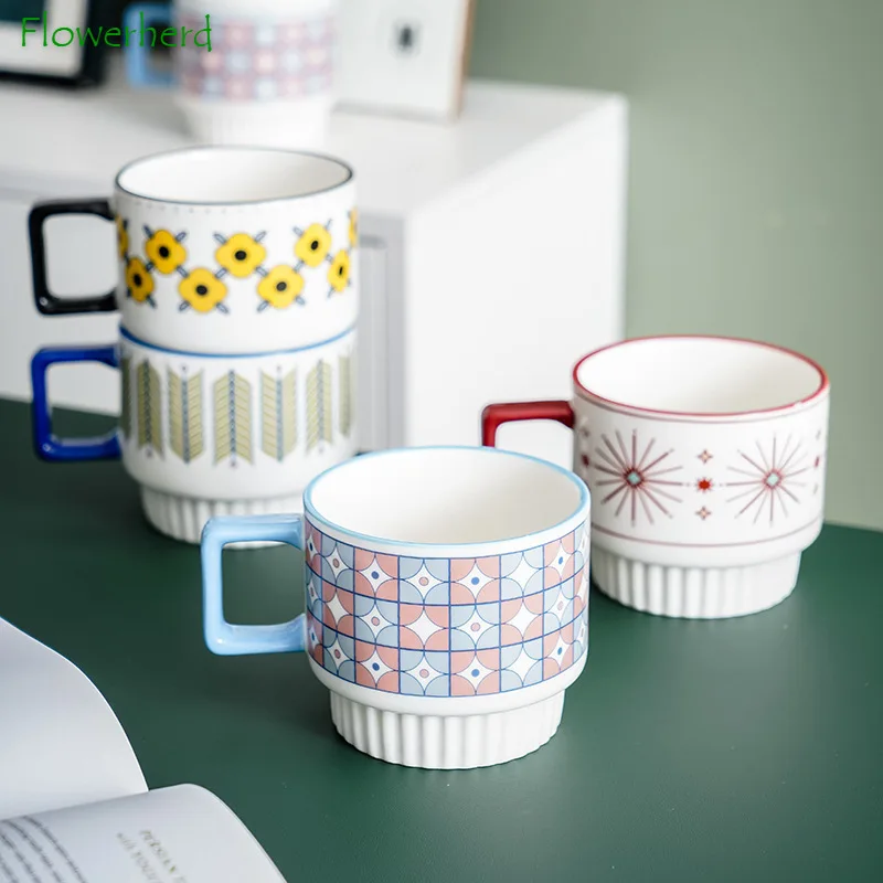 Nordic-Ceramic-Mug-Milk-Coffee-Mug-Stacking-Tea-Cup-Breakfast-Creative-Household-Water-Cups ...