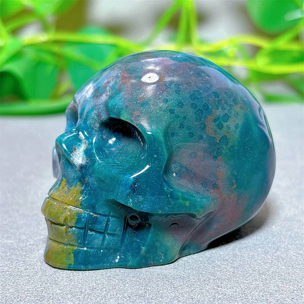 Ocean Jasper Skull Crystal Natural Quartz Stone Halloween Decoration ...