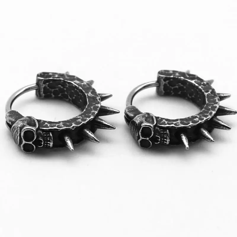 Vintage-Punk-Black-Skull-Earrings-for-Men-Women-Hypoallergenic-Biker ...