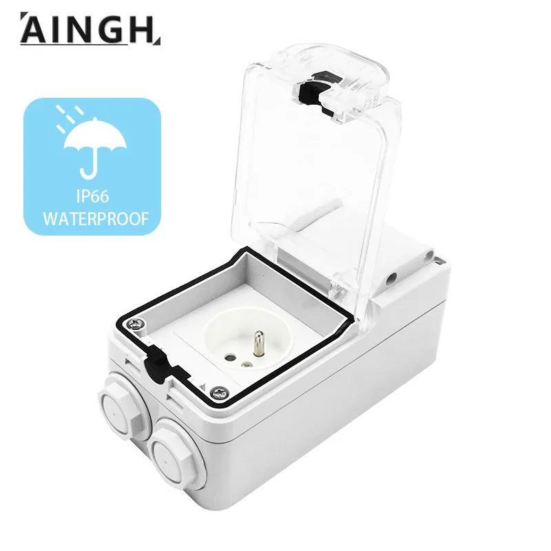 EU Wall Electrical Sockets Waterproof Socket IP66 Outdoors Outlet Plug ...