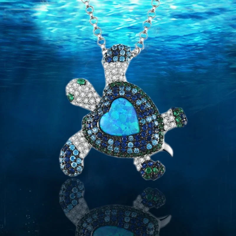 Colorful-Heart-Shaped-Turtle-Necklace-Men-s-Exquisite-Creative-Pendant ...