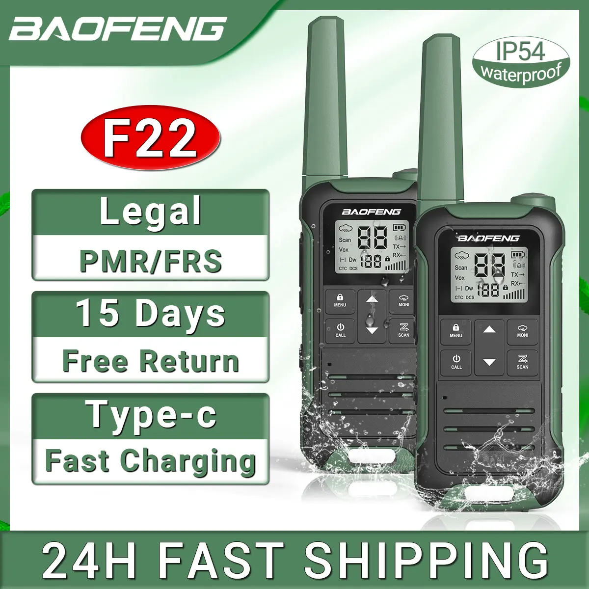 2pcs-Baofeng-F22-Mini-Walkie-Talkie-Waterproof-Type-c-Charger-PMR446 ...