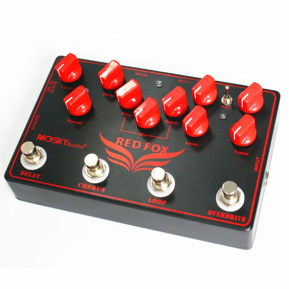 Mosky vermelho raposa overdrive pedal reverb loop estação instrumentos ...