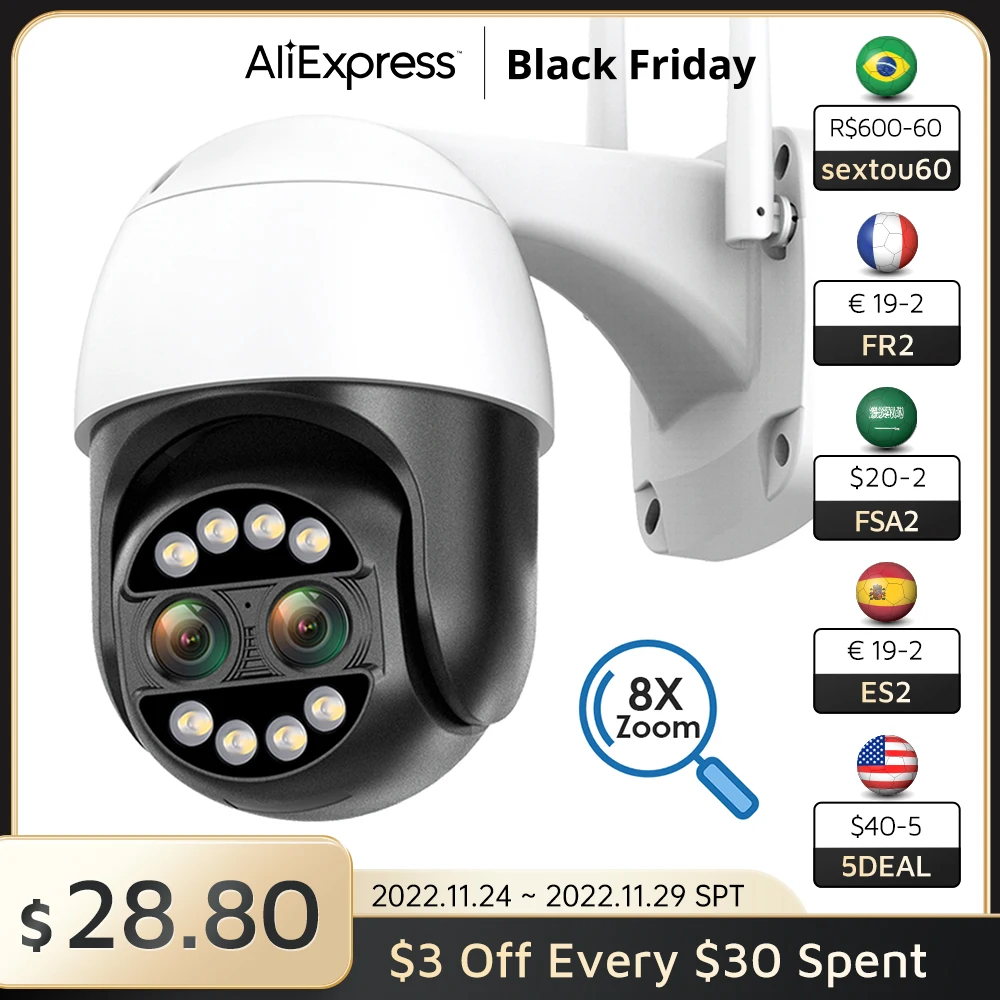 New 4k 8mp 8x Hybrid Zoom Ptz Wifi Ip Camera Outdoor Wide Dual Lens Ai ...