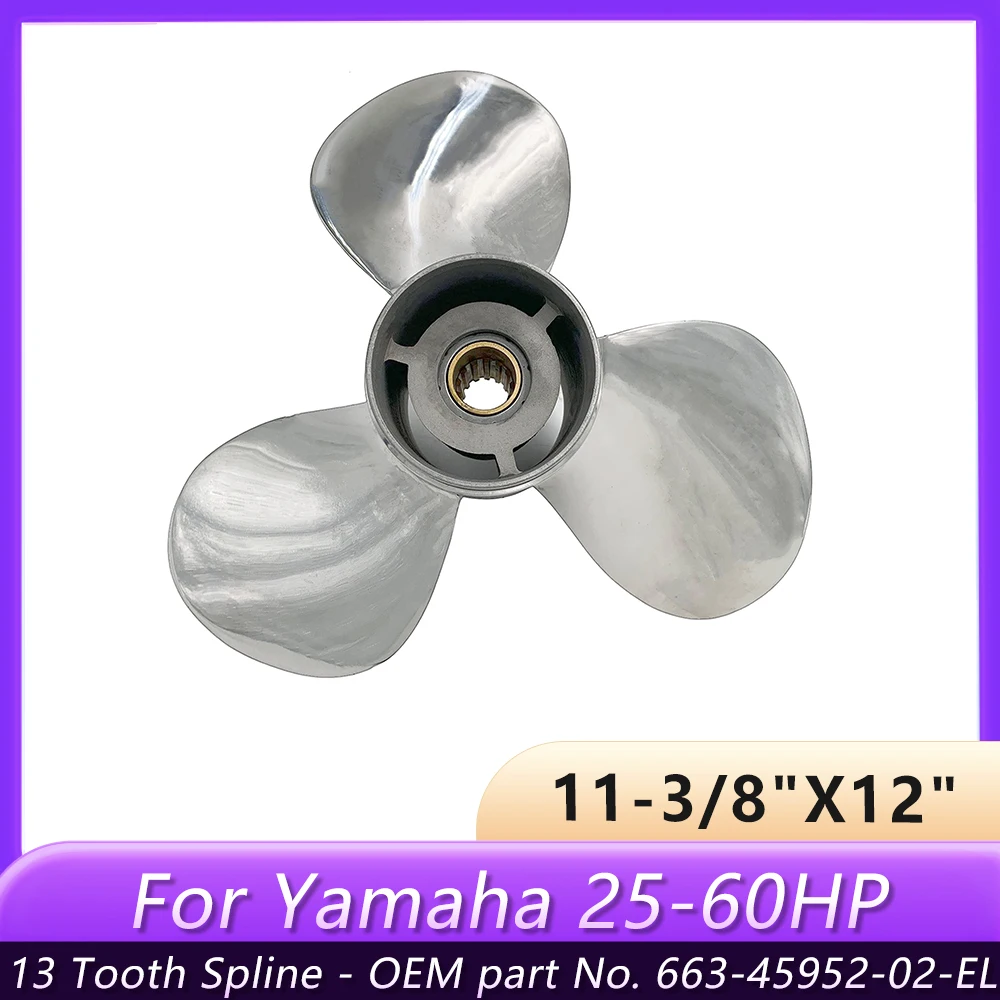Polished-Stainless-Steel-Outboard-Propeller-11-3-8X12-fit-Yamaha-Boat ...