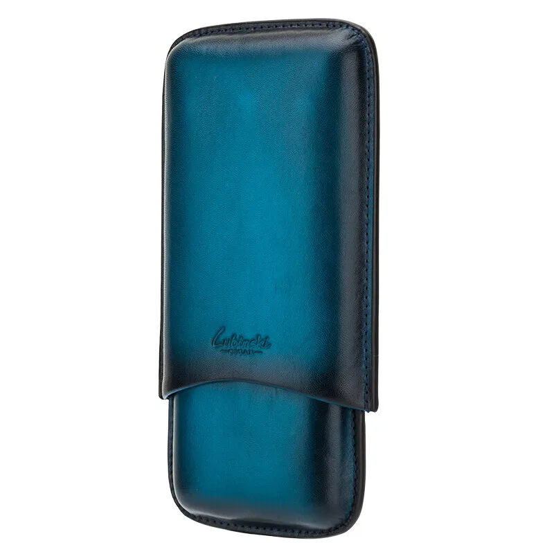 LUBINSKI Cigar Leather Case Blue Gradient Wipe Color Small And Light ...