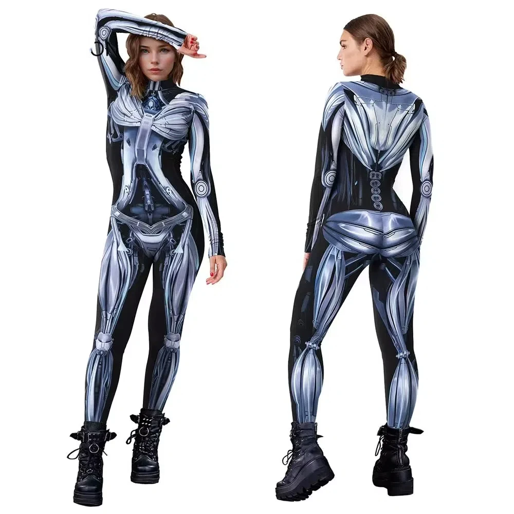 Mechanical-Skeleton-Costume-Women-Punk-Jumpsuit-Carnival-Halloween-Suit ...