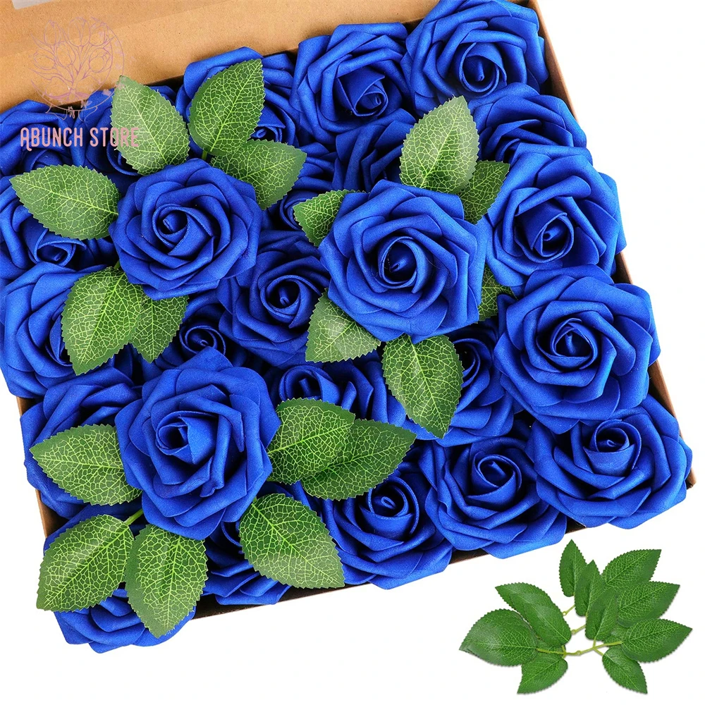 25-30Pcs-Artificial-Sapphire-Blue-Roses-Flowers-For-Party-Garden-Decor ...