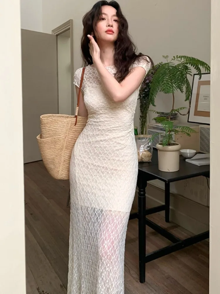 Elegant-Mesh-Two-Piece-Dress-Set-Slim-Midi-Dresses-for-Women-Frence ...