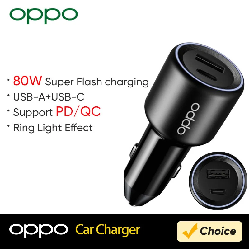 OPPO-80W-Car-Charger-USB-A-USB-C-Fast-Charging-Car-Phone-Adapter-for ...