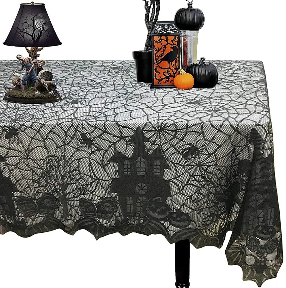 1-pcs-of-Halloween-lace-tablecloth-spider-web-skull-pattern-rectangular ...