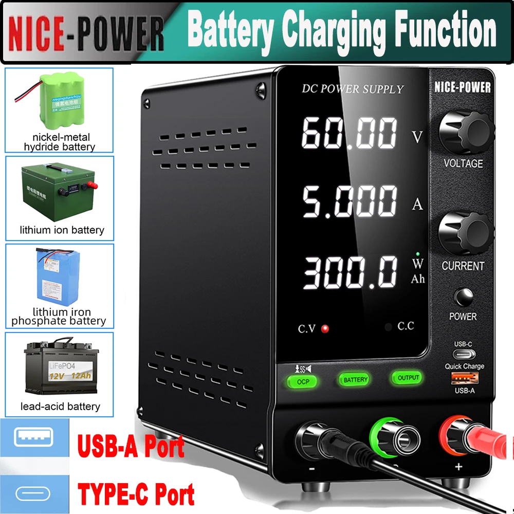 USB-Type-c-Fast-Charging-DC-Power-Supply-30V-10A-12A-Battery-Charging ...