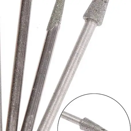 6Pcs 1-4mm Diamond Grinding Head Needle Bits Burrs Engraving Carving ...
