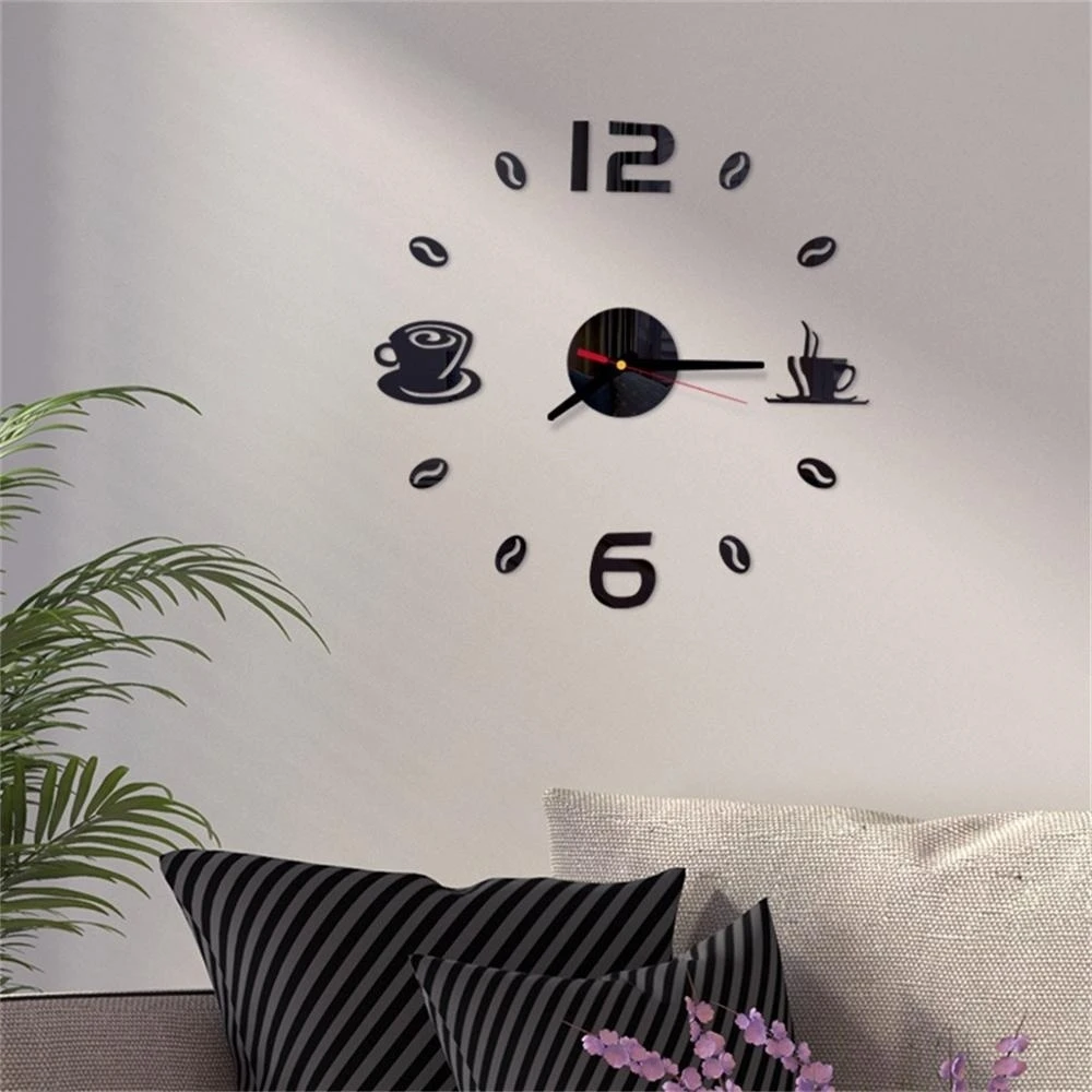 Digital Wall Clock Sticker Modern Design DIY Kitchen Living Room Home ...