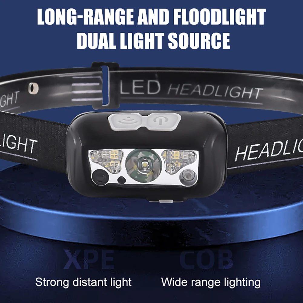 COB Head mounted Flashlight 150LM 5 Modes XPE LED Head Light Torch ...