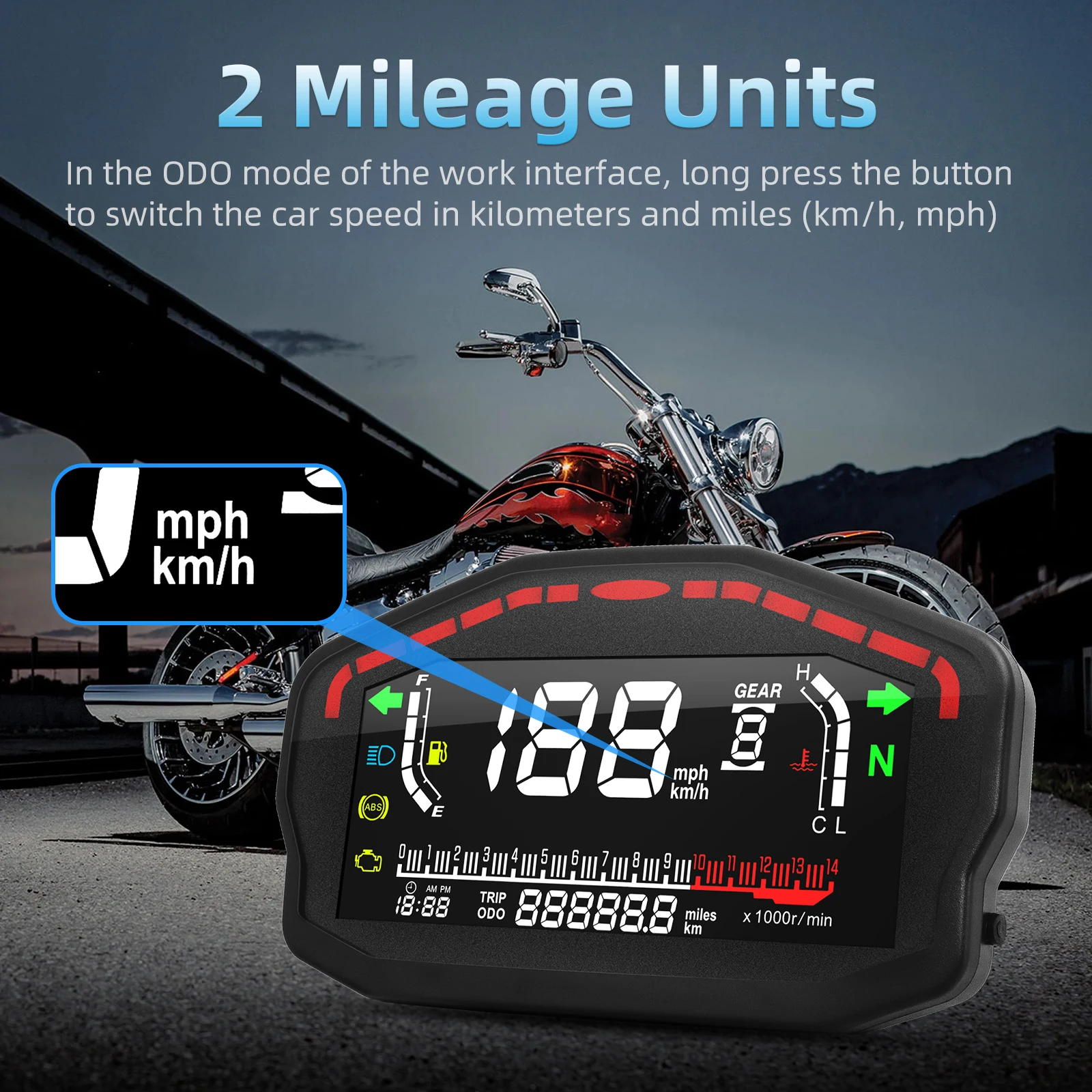 Motorcycle-Thermometer-Digital-12V-Speed-Meter-Speedometer-Universal ...