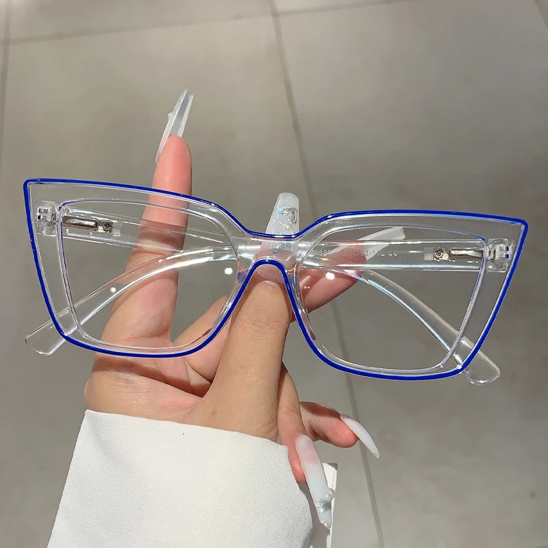KAMMPT-Triangle-Cat-Eye-Spectacles-Fashion-Stripes-Rim-Blue-Light ...