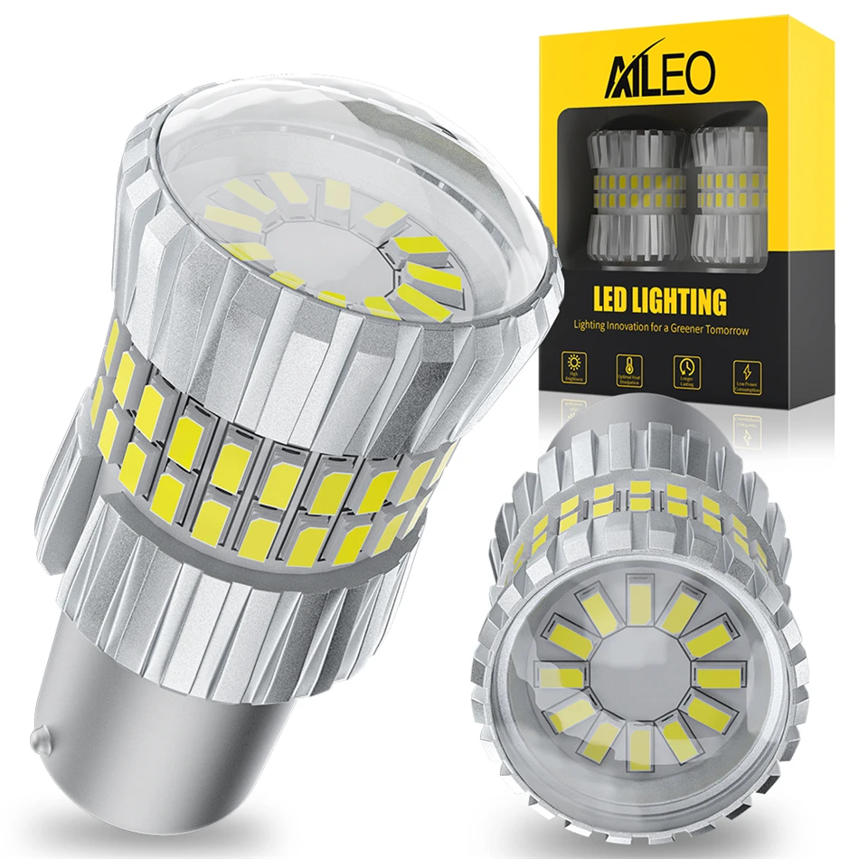 AILEO 2Pcs BA15S 1156 P21W LED No Hyper Flash White Yellow T20 W21W ...