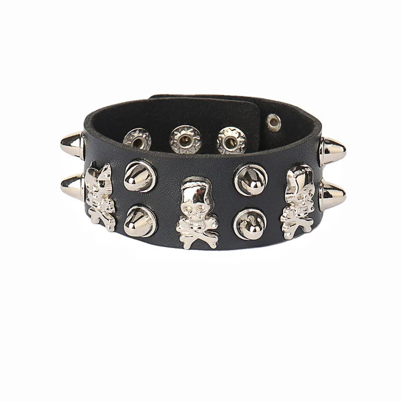 Punk-Men-Gothic-Goth-Rivet-Skull-Wrap-Bracelet-Women-Girls-Gift ...
