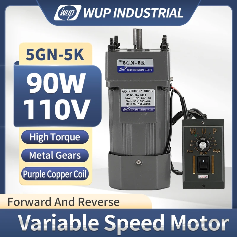 90w-ac-motor-220v-ac-reversible-gear-motor-with-speed-controller-single ...