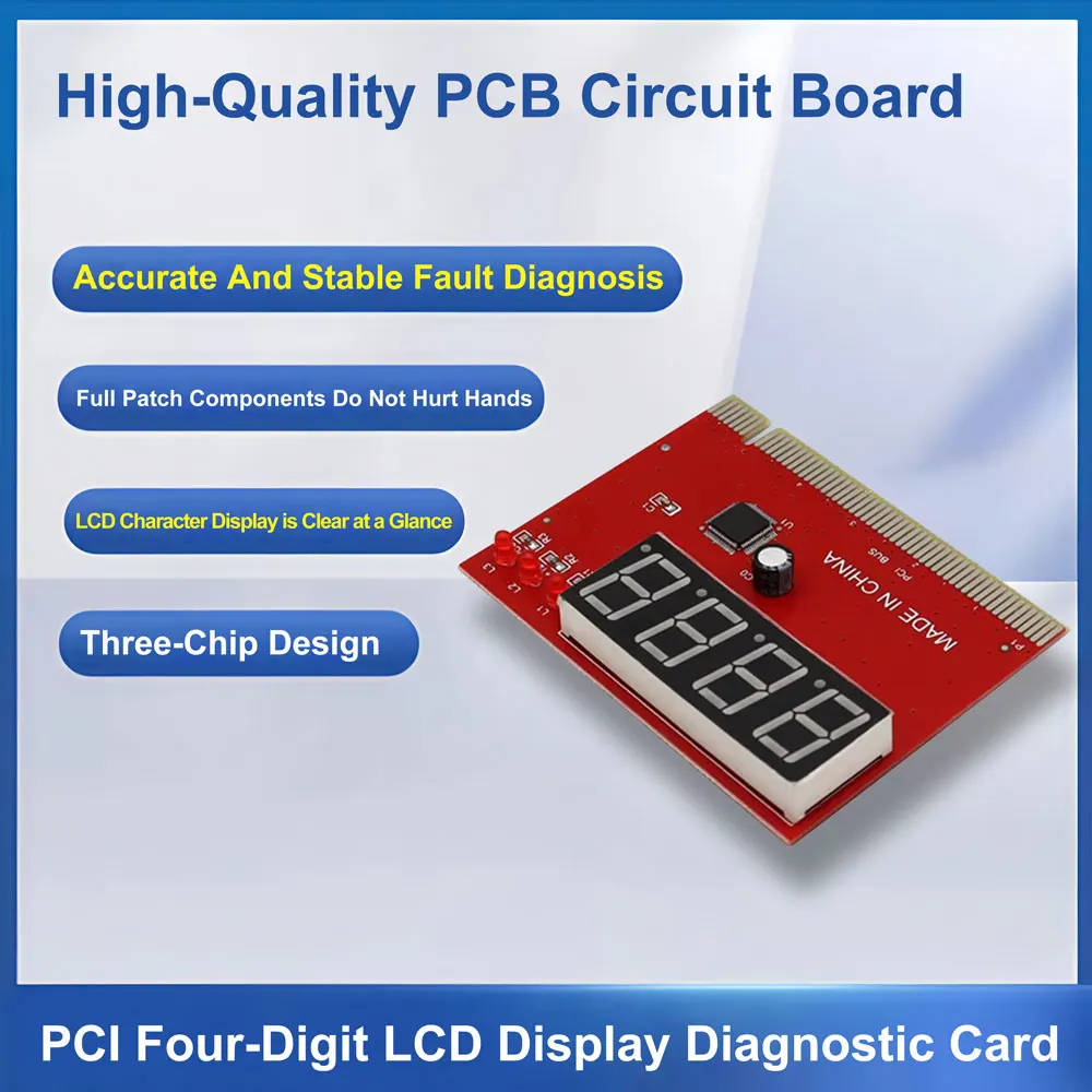 PCI Motherboard Diagnostic Card With Four-Digit LCD Display For PCI-E ...