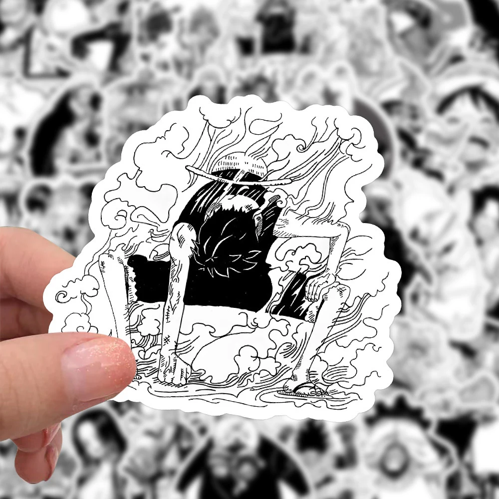 10/30/50/100pcs Black White ONE PIECE Anime Stickers Cool Luffy Decals ...