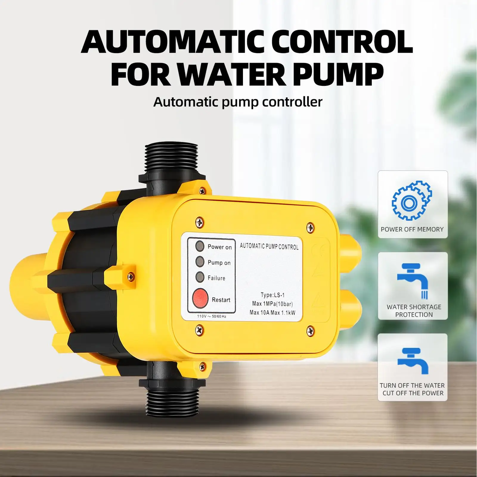 Automatic Water Pump Pressure Controller Gardening Control Water Pressure Switch 50-60hz ...