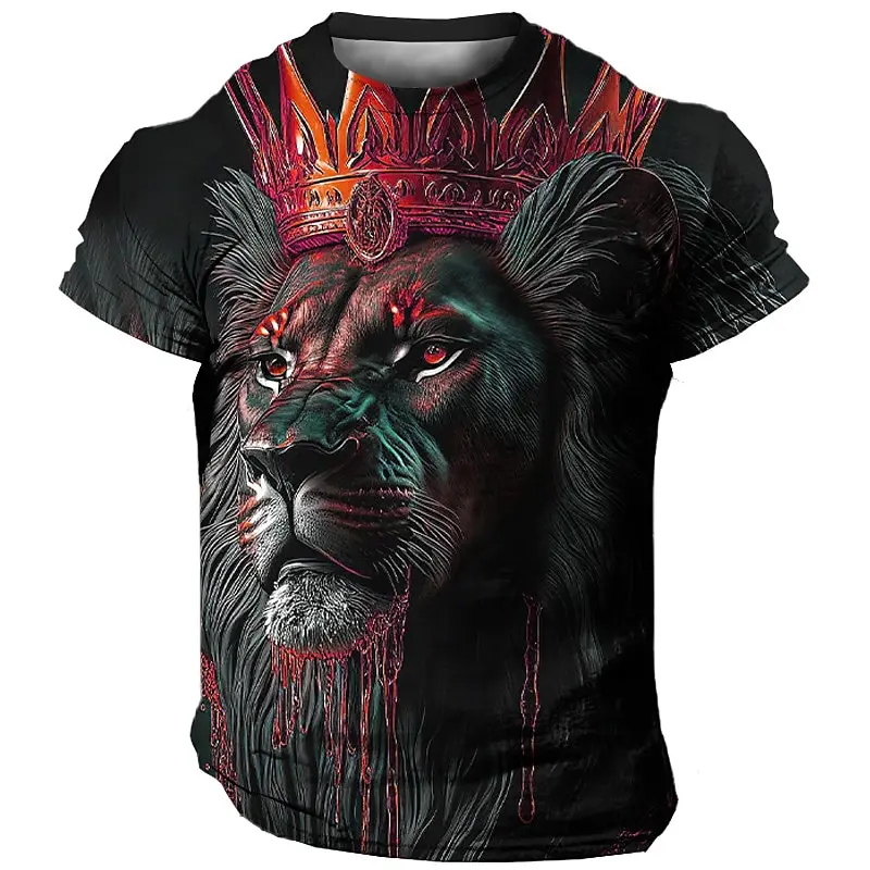Camiseta-de-manga-corta-con-estampado-de-Le-n-en-3d-para-hombre-ropa ...