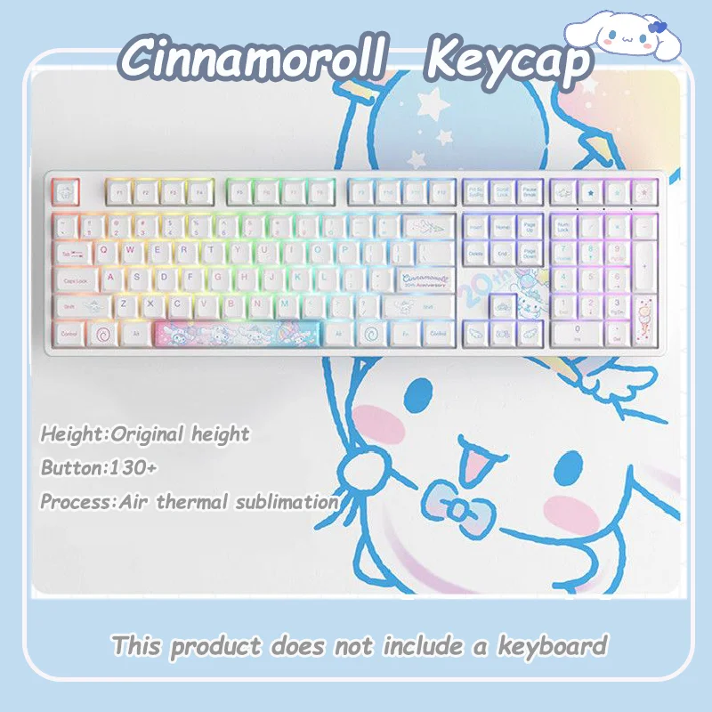 Sanrio Cinnamoroll Full Set Cartoon Keycaps Translucent PBT Thermal ...