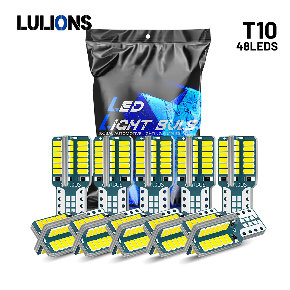 2pcs-Super-Bright-T10-Led-Bulbs-Canbus-No-Error-W5W-48-SMDs-6000K-Car ...