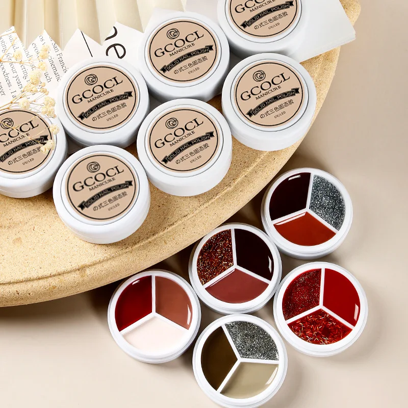 Hot Three-color Solid Cream Nail Gel Polish Mixed Color Paint Gel ...