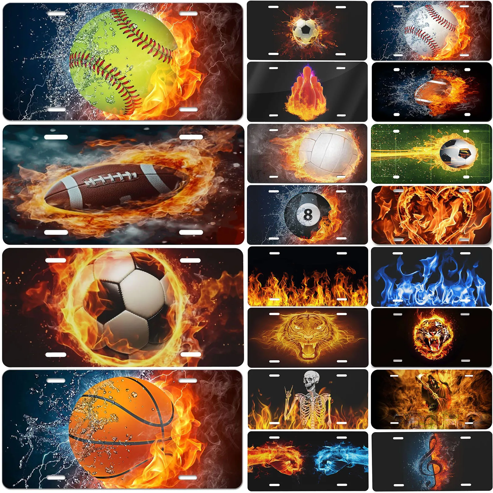 Fire-Ball-License-Plates-for-Wall-Art-Decoration-Metal-Tin-Signs ...