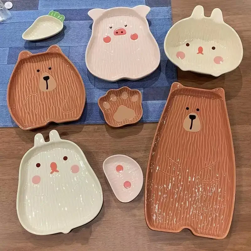 Korean-Style-Ceramic-Household-Tableware-Cute-Rabbit-Dish-Dim-Sum-Dish ...