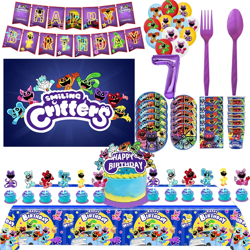 Smiling-Critters-Birthday-Party-Decoration-Balloon-Banner-Cake-Topper ...