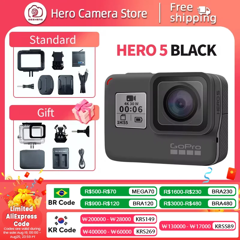 Gopro-hero-5-black-action-camera-4k30-fram-ultra-hd-12MP-Anti-shake ...