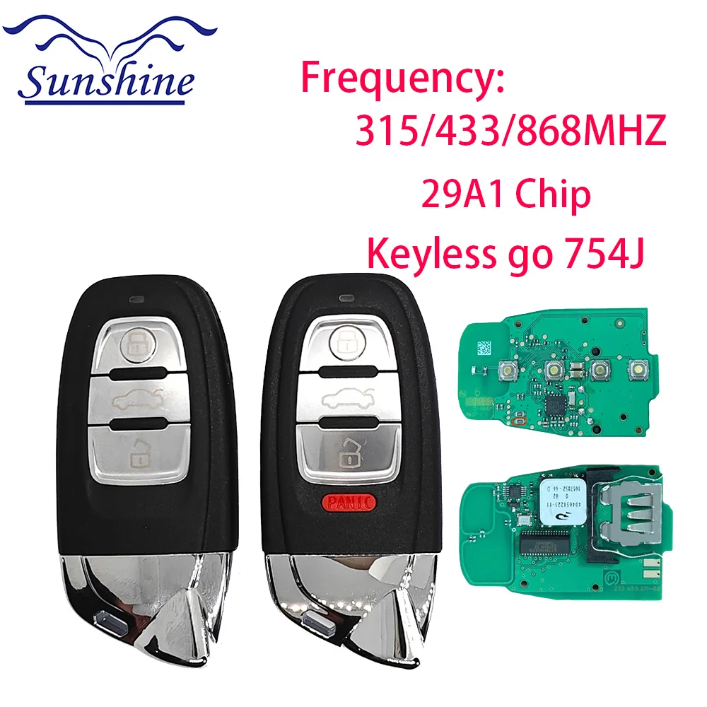 Sunshine Smart Key Remote Smart Key 315/433/868Mhz 8T0 959 754J PCB Key ...