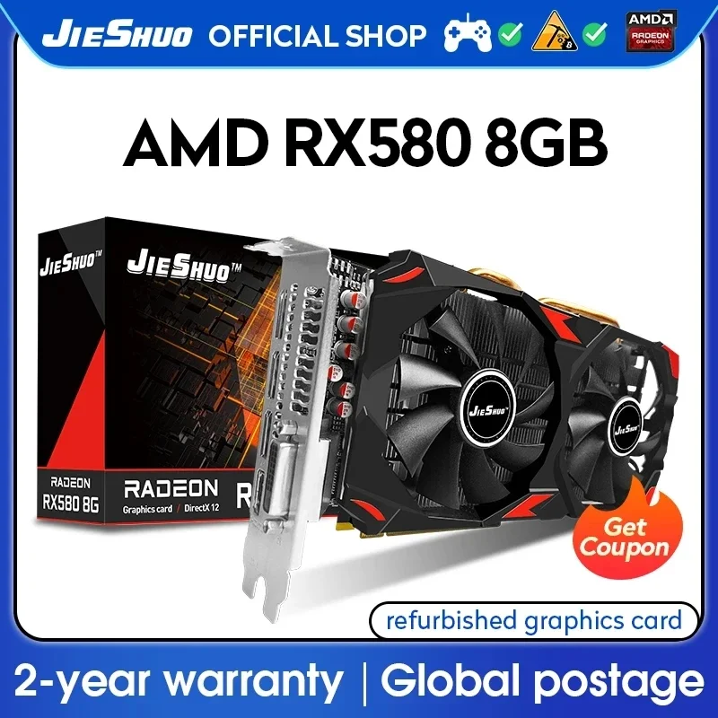 JIESHUO-AMD-RX-580-8GB-2048SP-Gaming-graphics-card-GDDR5-256bit-GPU ...