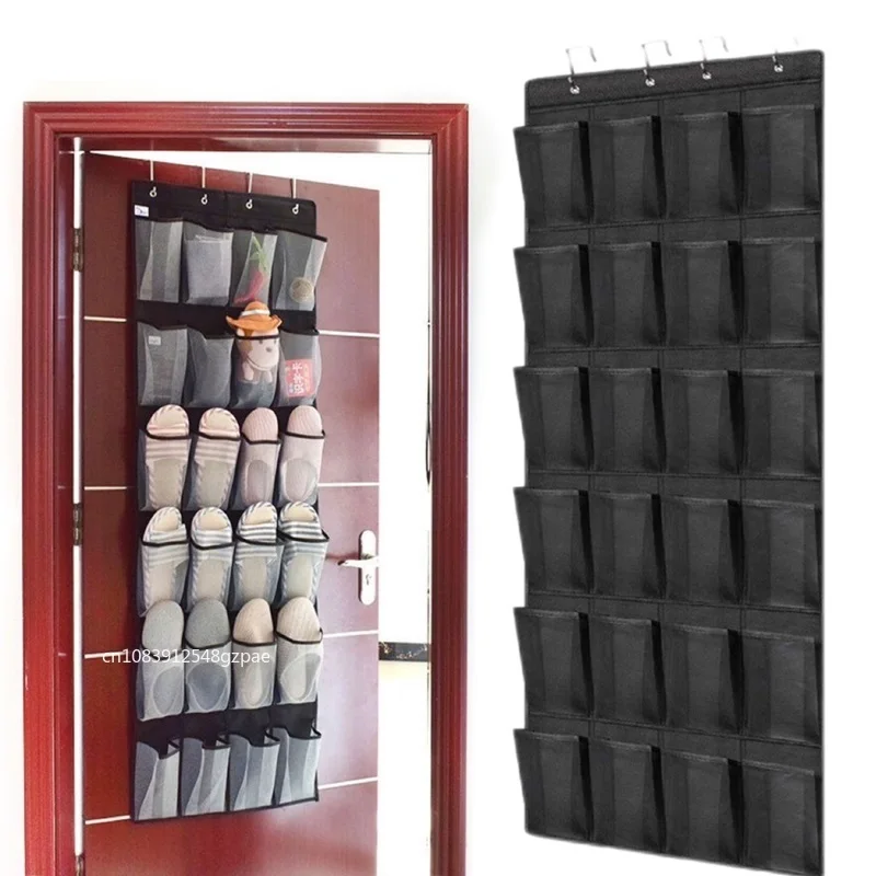 12-14-Pockets-Over-the-Door-Shoe-Organizer-Large-Mesh-Pockets-With-4 ...